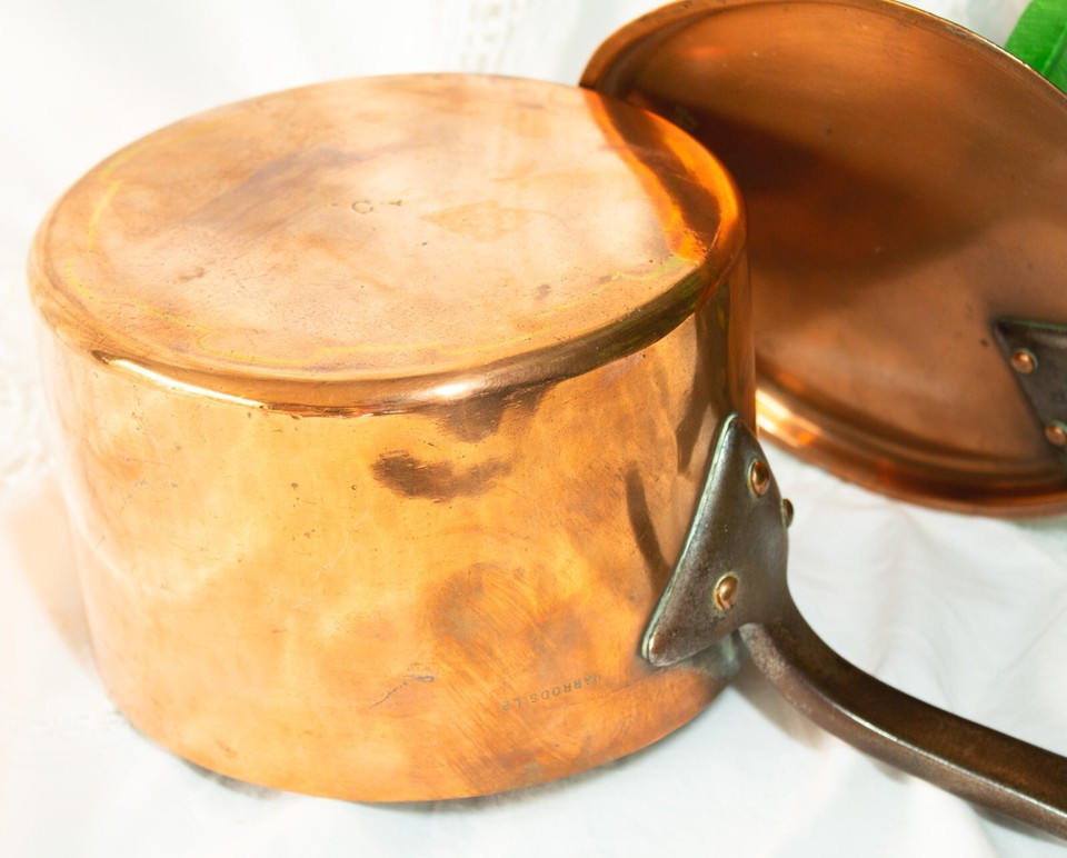 Antique Copper Sauce Pot With Lid Kitchen Decor 1800s | eBay