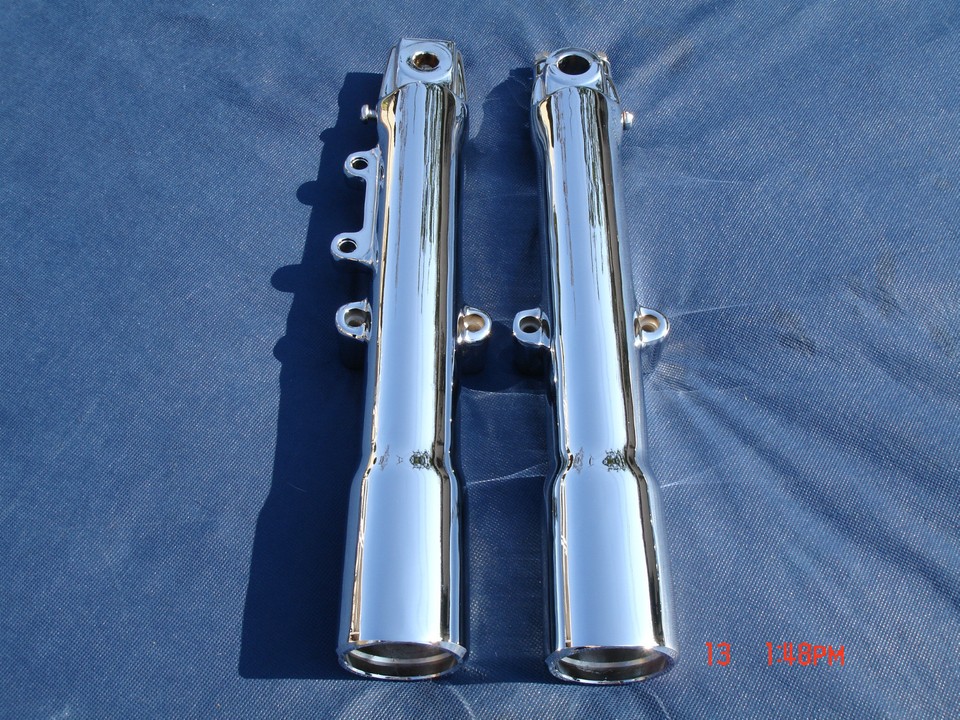 07-10 Chrome Harley Fork Legs Sliders Heritage FLSTC # 45500014 ...