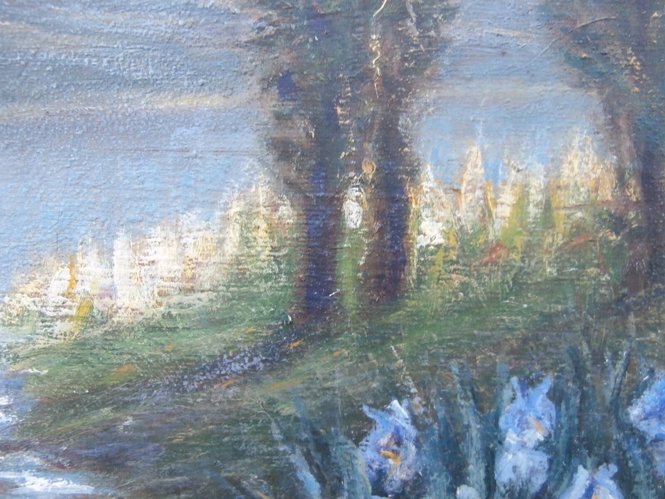 AMERICAN IMPRESSIONIST Antique LANDSCAPE Oil PAINTING Artist Signed ...