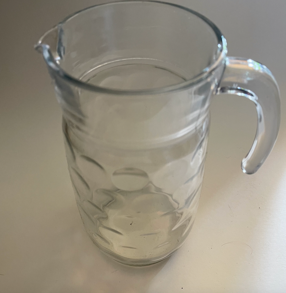CB2 clear glass water drink pitcher vase beveled style lemonade juice ...