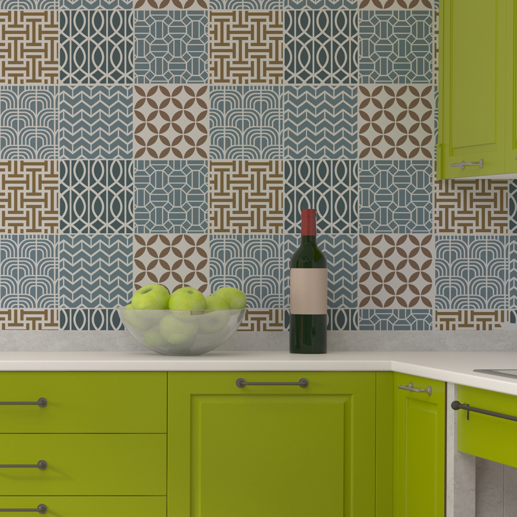 Geometric Tile Stencil Set for Wall decor Kitchen backsplash decorating ...
