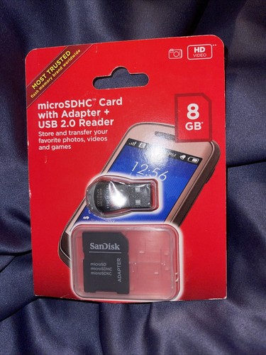 Sandisk 8GB MicroSDHC Card and Adapter with USB 2.0 Reader (New in ...