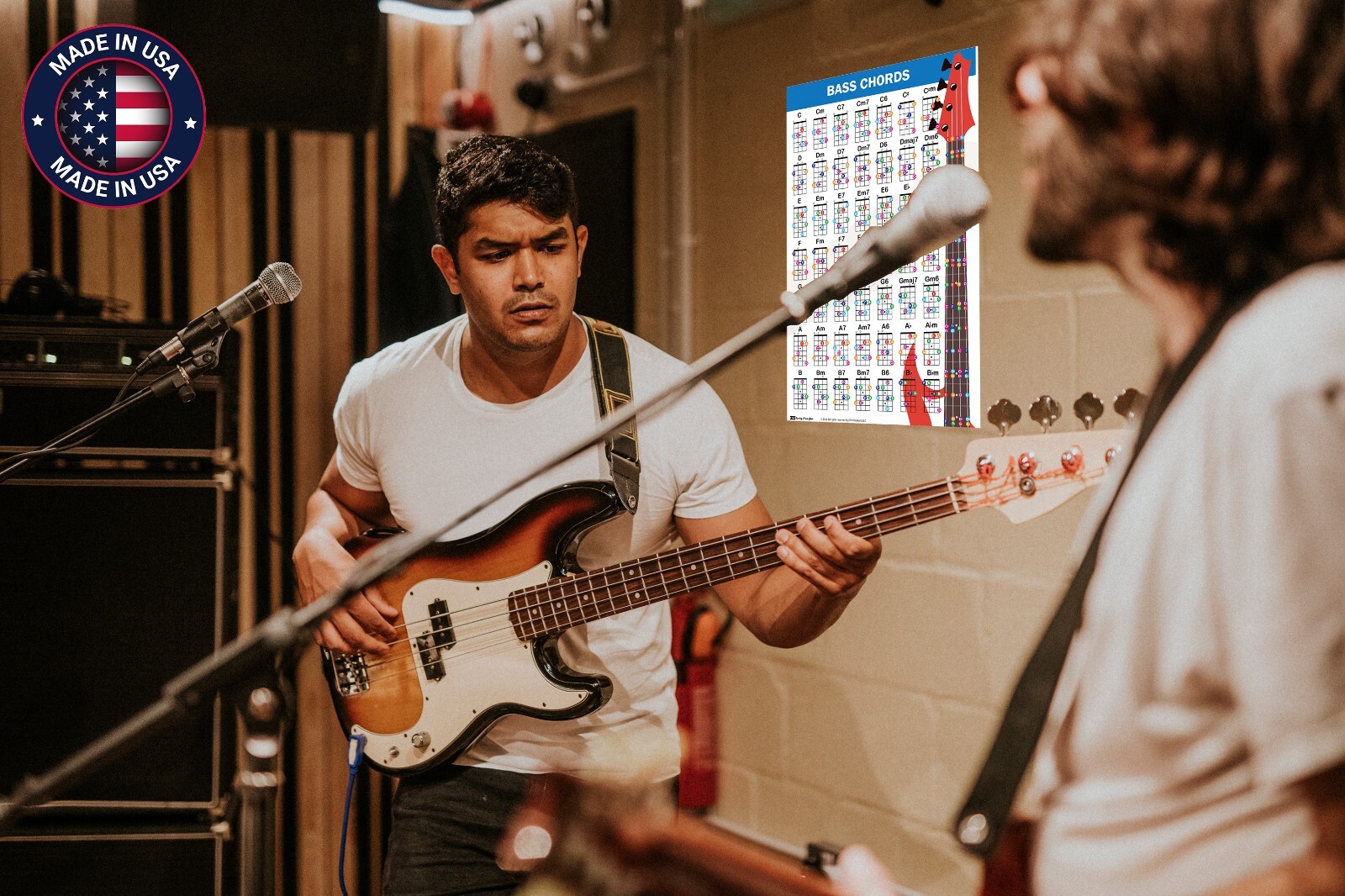 QMG Bass Guitar Chord Poster (11"x17"), Laminated Chart 49 Color Chords ...