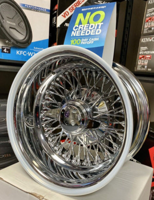 New (4) 13x7” inch Chrome 72 Spoke Cross Lace Wire Wheels Rims w ...