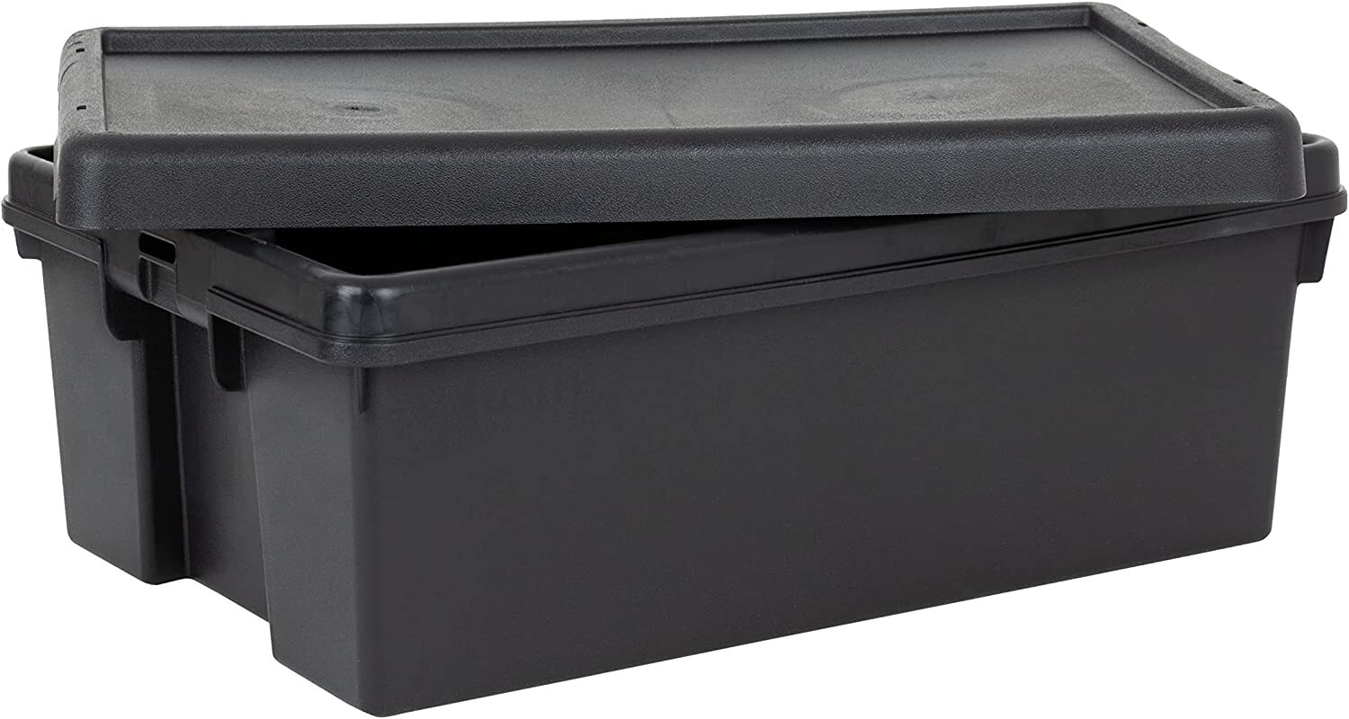 36L Black Storage Boxes With Secure Lids Heavy Duty Recycled Plastic ...