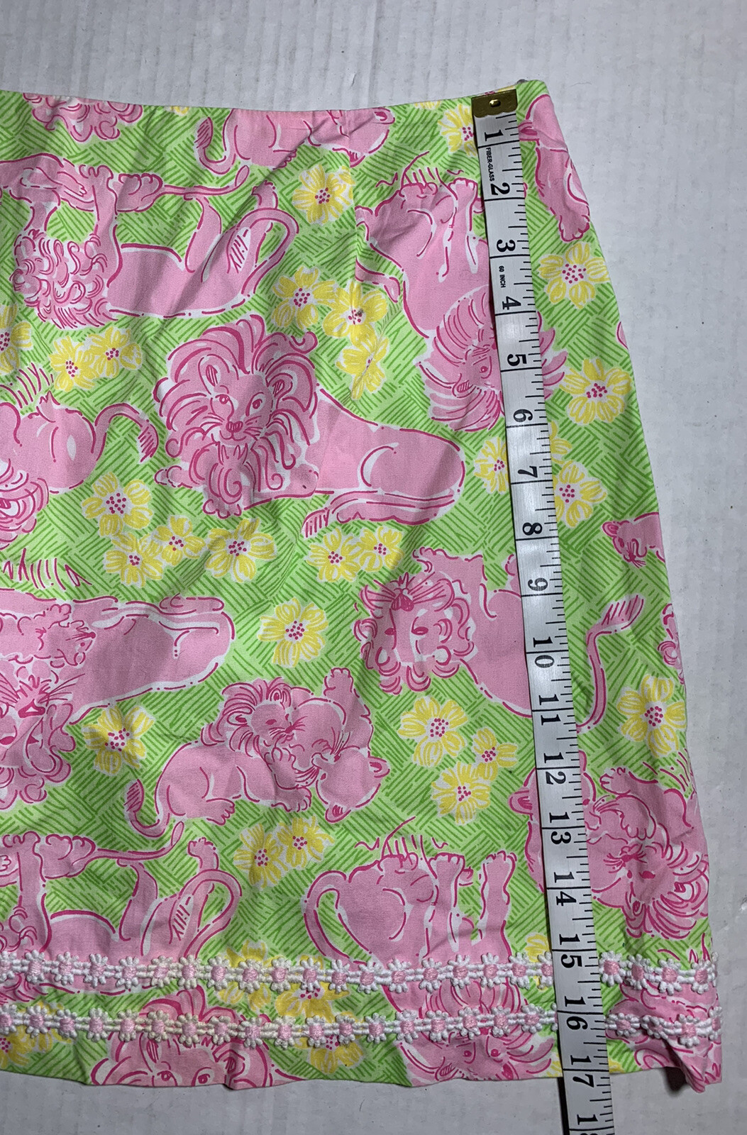 Lilly Pulitzer Skirt Size 6 Lounging Lions Cotton Mini Floral Print ...