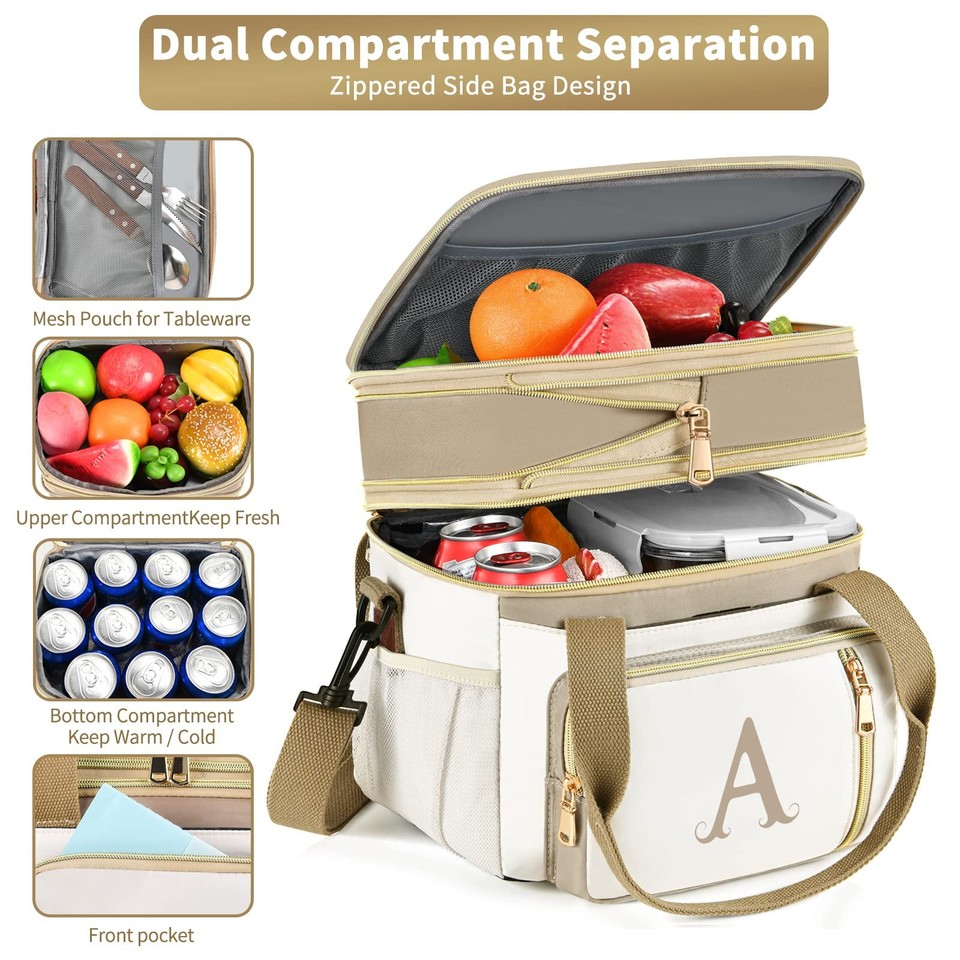 Personalized Lunch Bag for Women Work, 16L Initial Insulated Lunch box ...