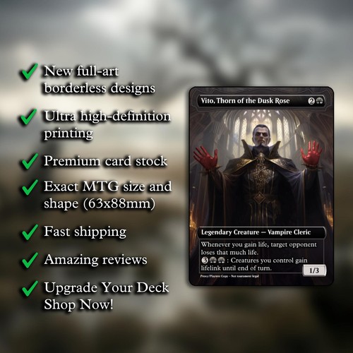 Vito, Thorn of the Dusk Rose MTG - Alt Art Custom Game Cards | eBay