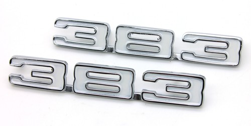 NEW 383 Front Fender Emblem Set White Trim Engine Badge / For 1968 ...