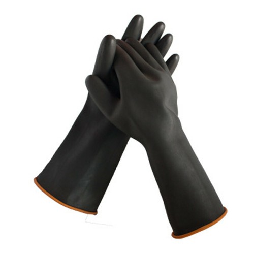 45/55cm Rubber PPE Latex Gauntlets Long Gloves Anti Chemical Industrial ...
