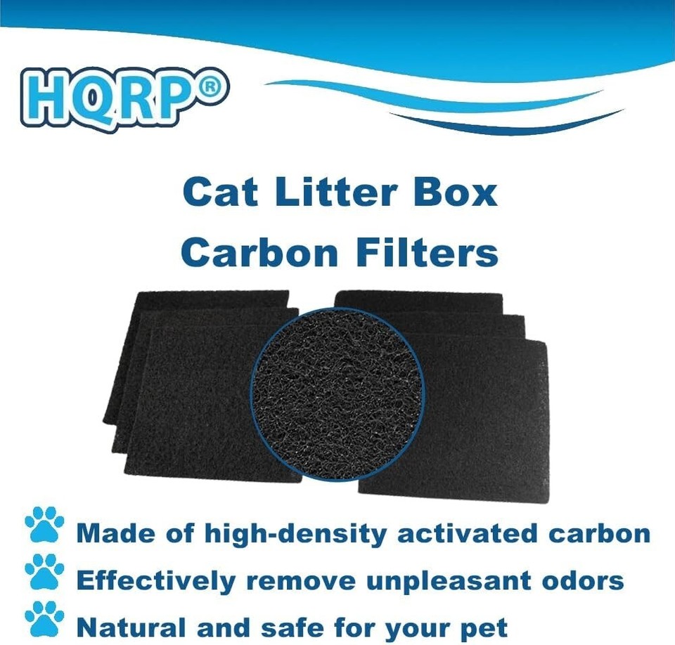6x Activated Charcoal Carbon Litter Box Filters for Hooded Cat Litter ...
