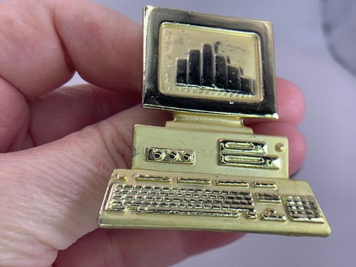 Computer Desktop Keyboard AJC Vintage Gold Brooch Pin M-1501* | eBay
