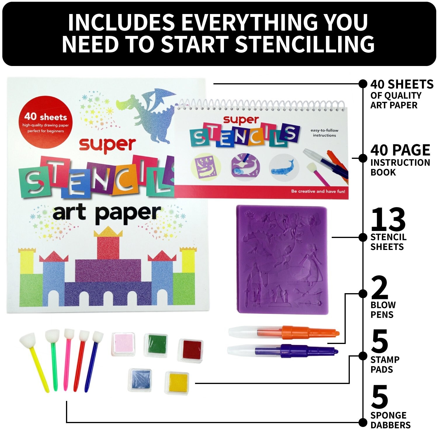 SpiceBox Children's Art Kits Petit Picasso Super Stencils For Kids With 10 Decor | eBay