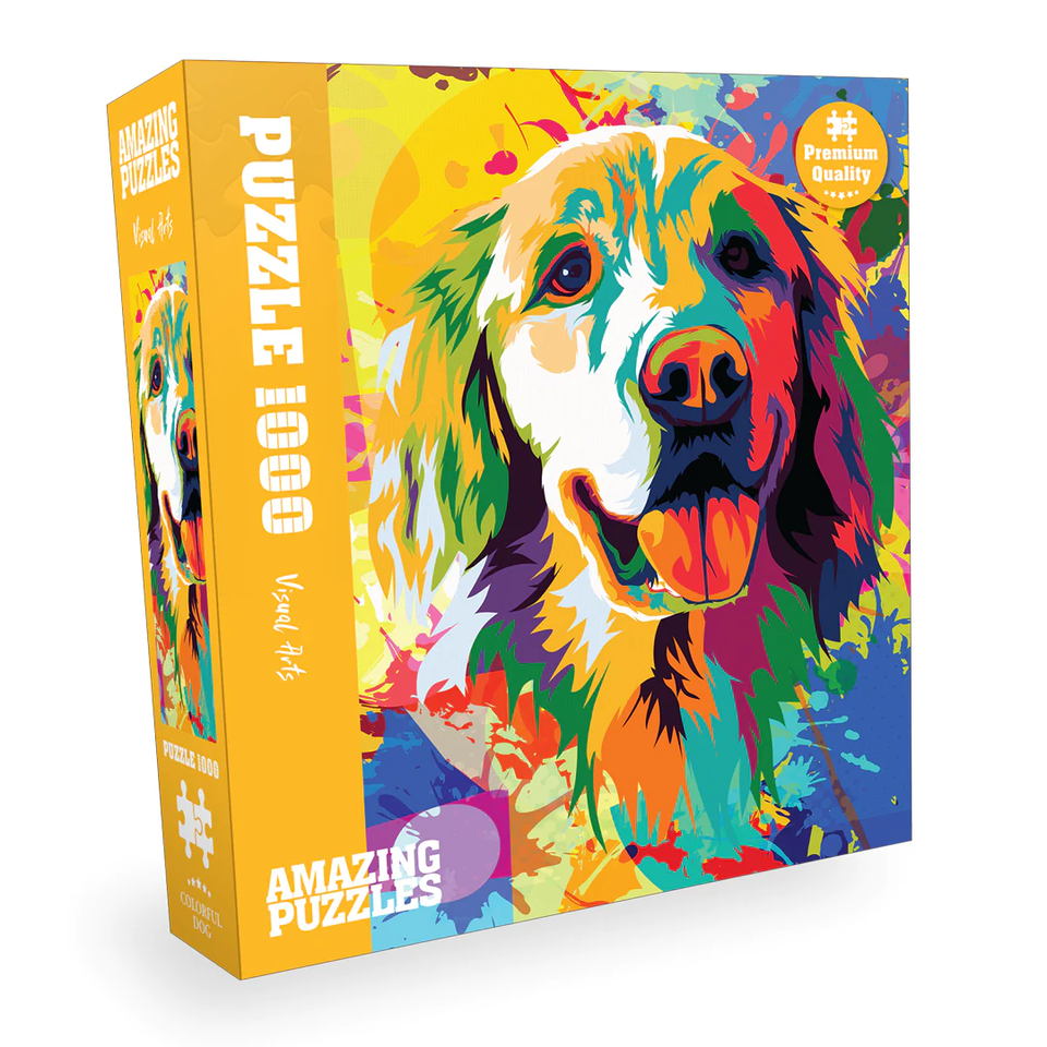AMAZING PUZZLES 1000 Piece Jigsaw Puzzle 19x27in - Colorful Doggy | eBay