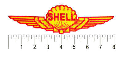 Shell gasoline patch badge big 8" motor oil hot rod drag race service ...