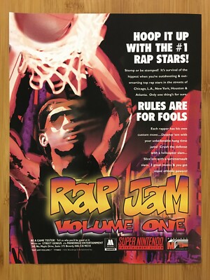 Rap Jam Volume One 1 Super Nintendo SNES 1995 Print Ad/Poster Authentic ...