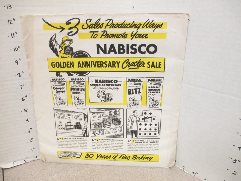 NABISCO 1948 grocery store display sign 50th anniv crackers GINGER ...