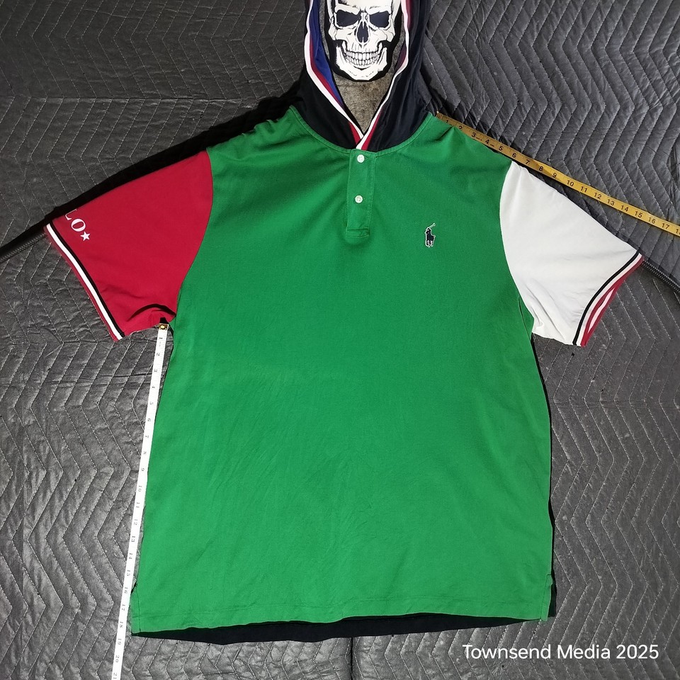 Polo Ralph Lauren hoodie T-shirt Men XXL Color Block Red White Blue ...