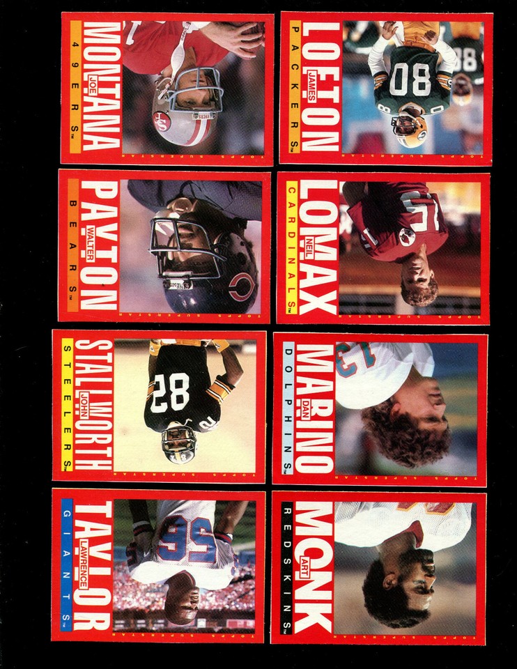 1985 Topps Football Box Bottom Card Set (A-P) - w/ Payton Marino ...