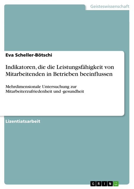 Indikatoren, die die Leistungsfähigkeit von Mitarbeitenden in Betrieben ...