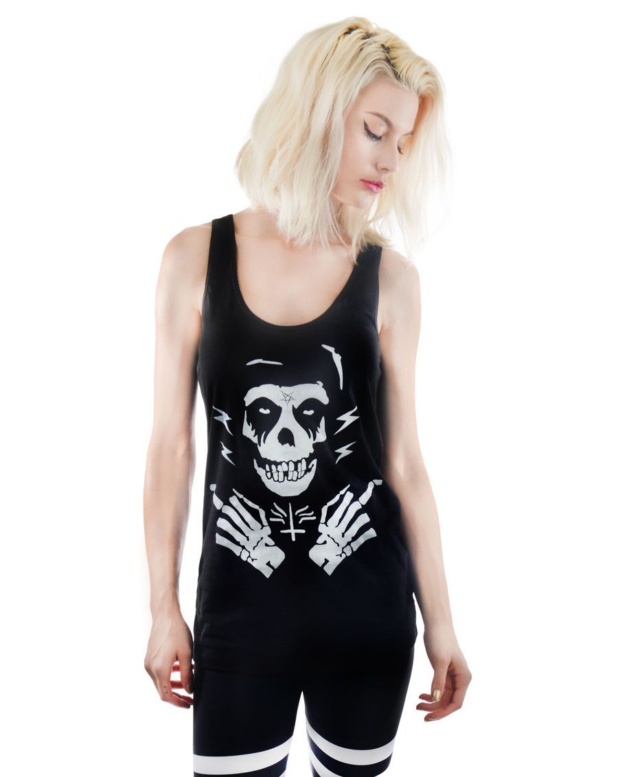 Too Fast Punk Rock Metal Goth Crimson Ghost Black Racerback Tank Top | eBay
