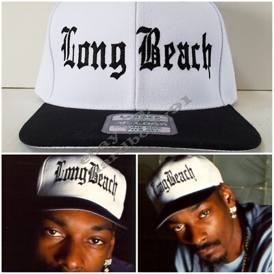 NEW Long Beach White with Black Brim Snapback Hat Cap LBC Snoop Doggy ...