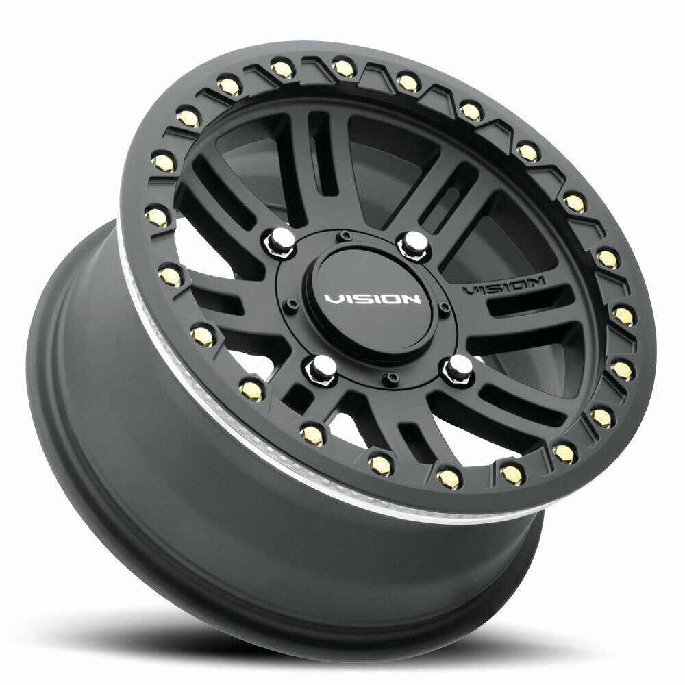 Set 4 15" Vision ATV 356 Manx 2 Beadlock Satin Black Wheels 15x7 4x156 ...
