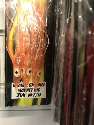 MUPPET SQUID SEA FISHING RIGS X 100 Pkts COD BOAT SEA LURES /orange ...