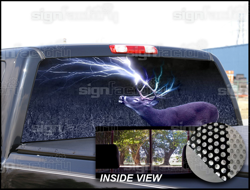 P229 Deer Lightning Hunting Rear Window Tint Graphic Decal Wrap Back ...