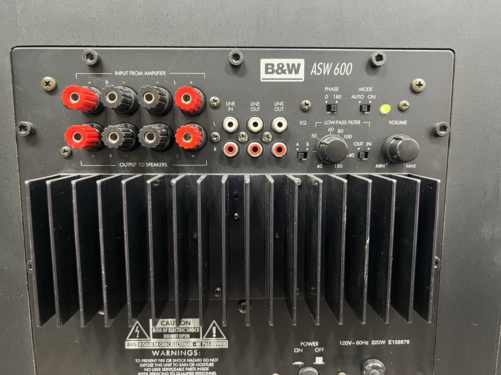 B&W ASW600 10" Powered Subwoofer 150W Bowers Wilkins Black - WORKS ...