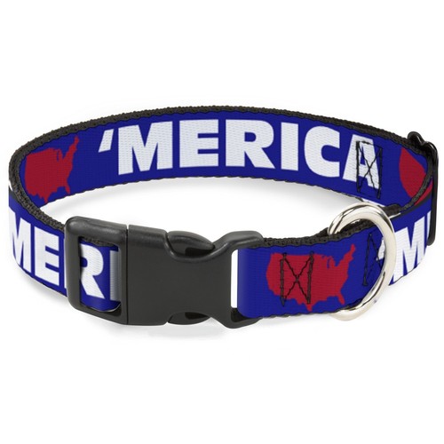 Plastic Clip Collar 'MERICA/USA Silhouette Blue/White/Red Medium 11-16. ...