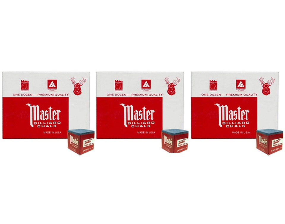 Master Billiard/Pool Cue Chalk - Sky Blue - 3 Pack/36 Pieces | eBay