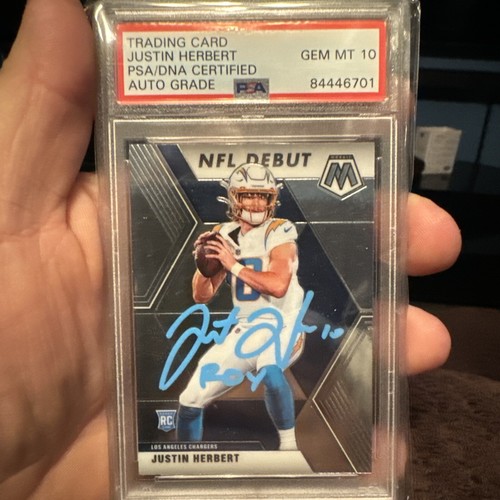 2020 Panini Rookie Card NFL Debut Justin Herbert Auto ROY Psa Gem Mt 10 ...