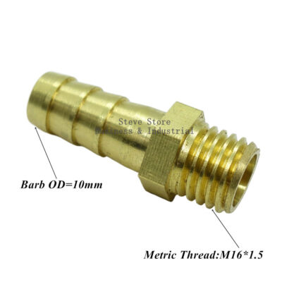 "Metric Male Thread M16 M16x1.5 To 10mm 3/8"" Hose Barb Fitting Adapter ...