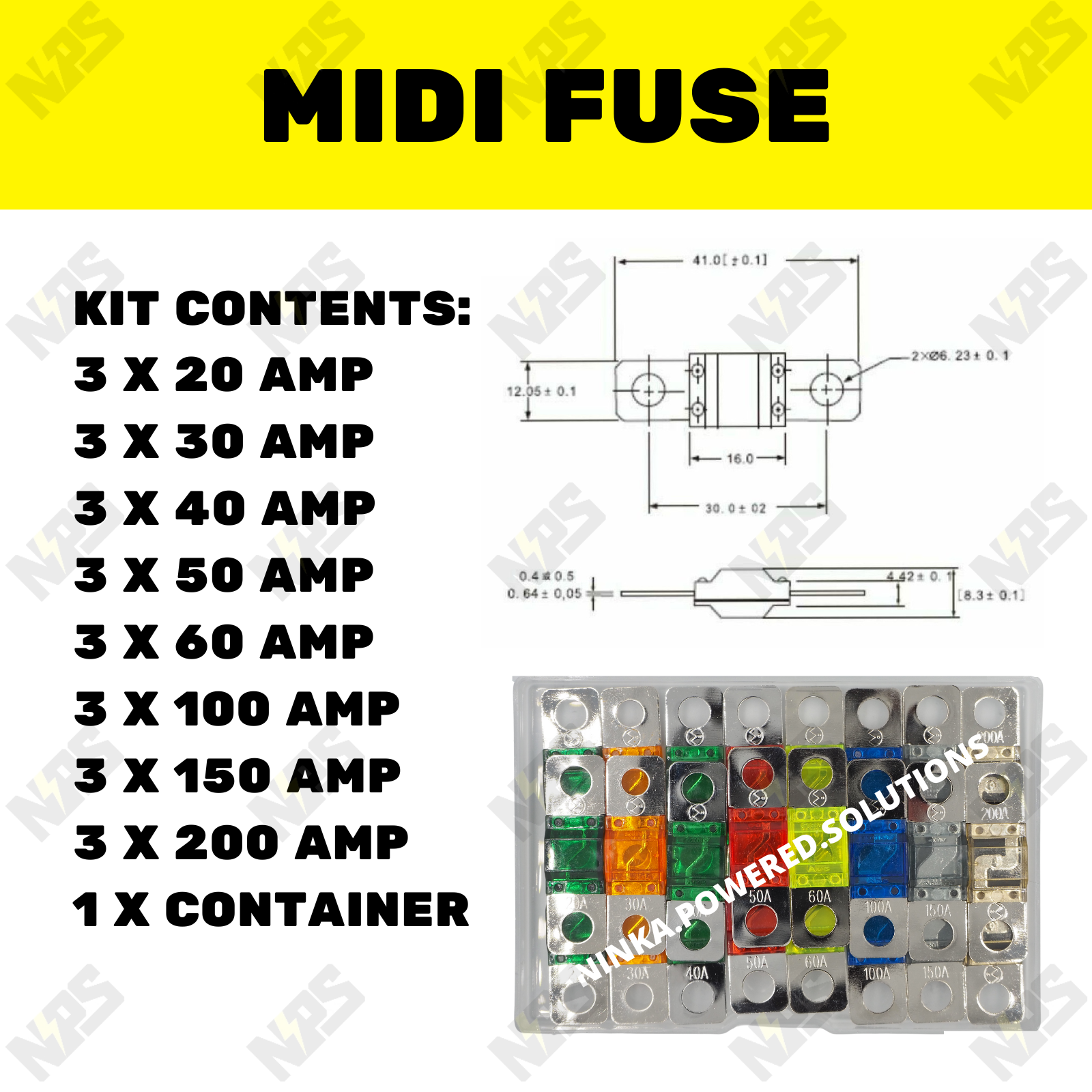 24PCS Midi Fuse Assorted Mixed Kit Set 30A 40A 50A 60A 100A 150A 200A AMP Fuses | eBay