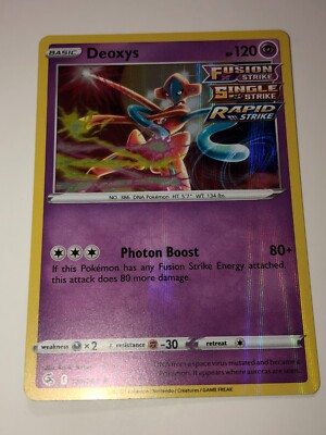 Pokemon Card Fusion Strike Error Holographic Bleed Deoxys 120/264 Near ...