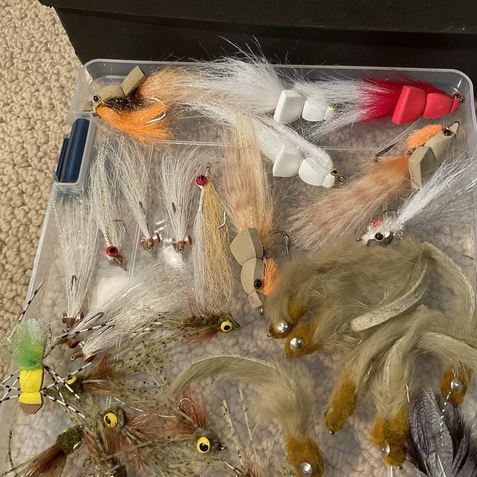 Fly Box With Flies Saltwater Tarpon Bass Streamers Chuggers Clousers ...