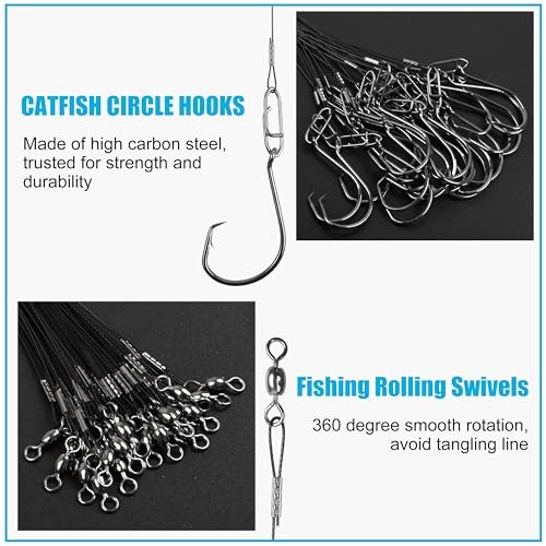 Saltwater Circle Hook Rigs,Steel Fishing Wire Leaders Rig with Offset ...