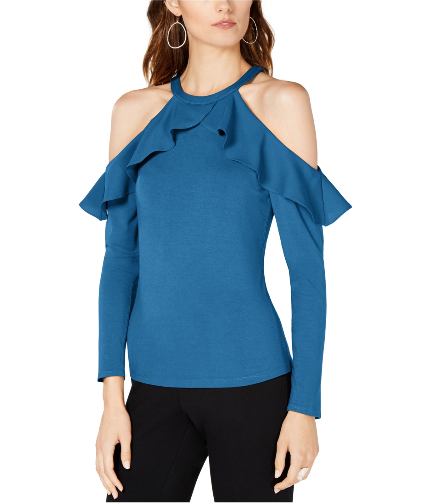 I N C Womens Ruffle Cold Shoulder Blouse Ebay