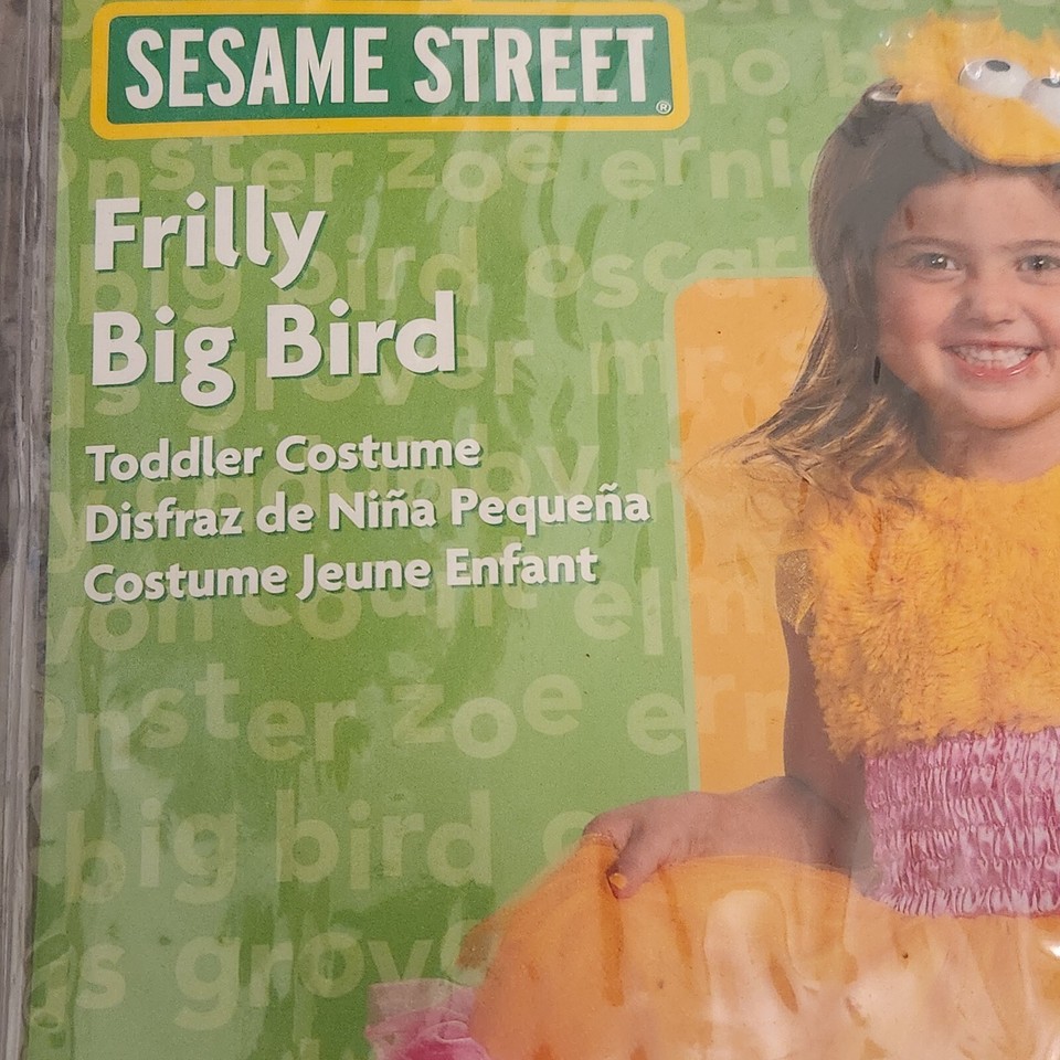 Sesame Street Frilly Big Bird Toddler Costume Halloween Dress-up S 2T ...