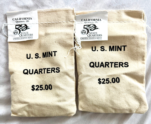 NEW Set of California $25 U.S. Mint State Quarters Bags P & D Unopen ...