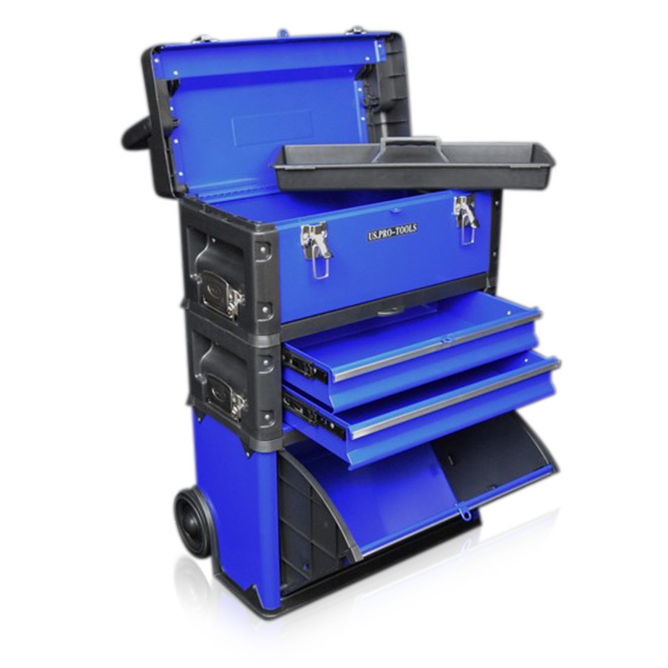 US PRO Tools 3 IN 1 Mobile Rolling Chest Trolley Cart cabinet Wheels ...