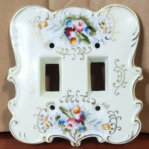 Vintage Japan Floral Roses Porcelain Gold Double Light Switch Plate ...