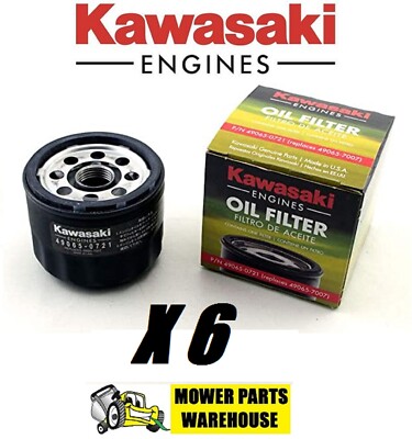 6 PACK GENUINE OEM KAWASAKI ENGINE OIL FILTERS 49065-0721 FR FS FX ...