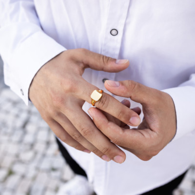 Gold Matte Signet Men's Ring, 925 Sterling Silver, Signet Men's Ring ...