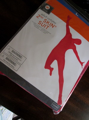 ADULT Mens RED 2nd SKIN SUIT Costume L Full Body Stretch JUMPSUIT NEW ...