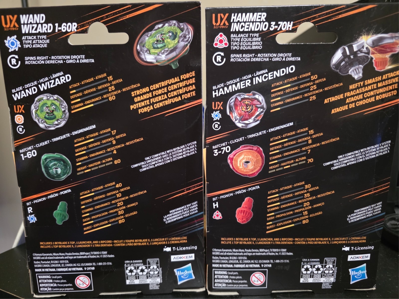 Beyblade X Hammer Incendio 3-70H UX AND Wand Wizard 1-60R UX Combo ...