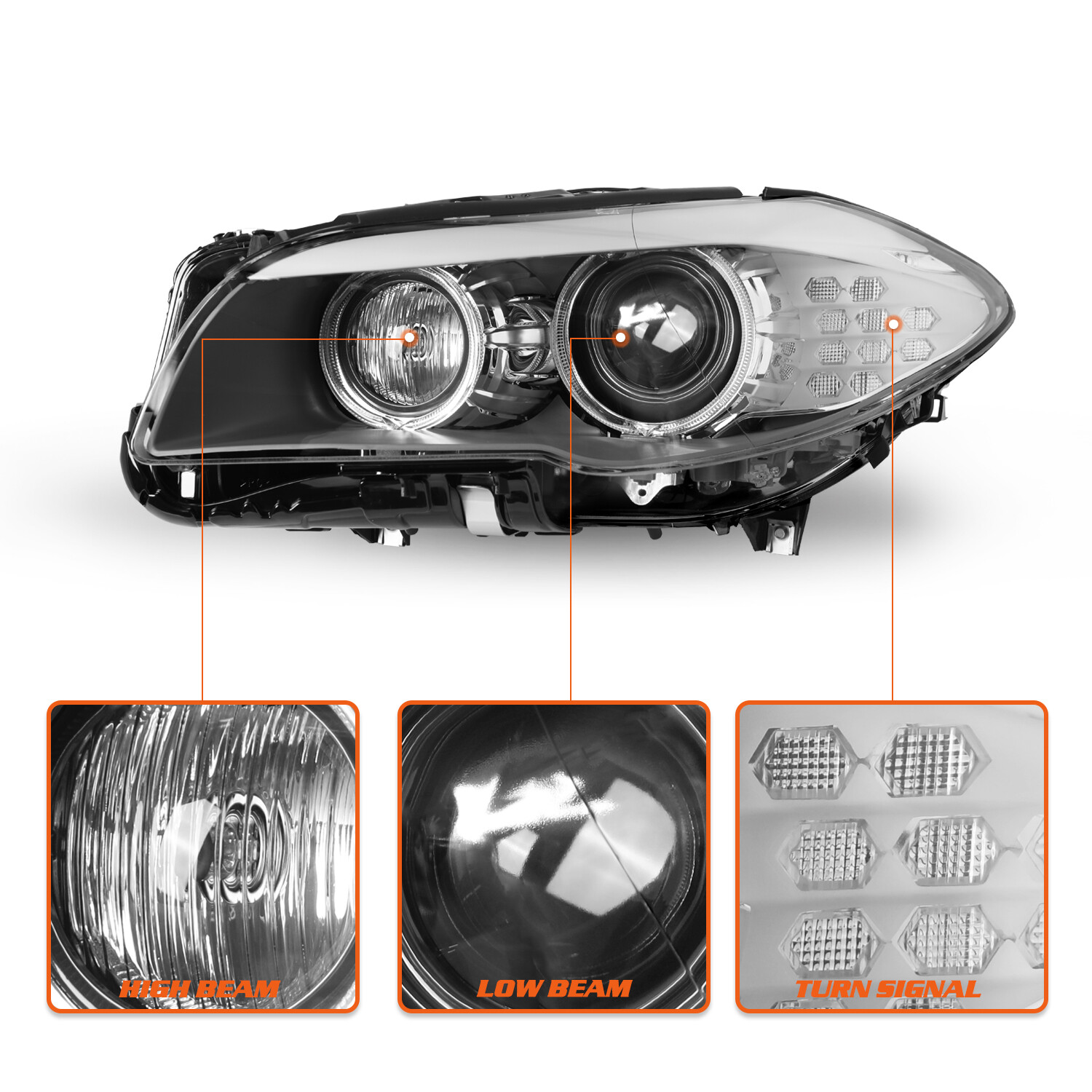 HID Headlights w/ Adaptive For 2011-2013 BMW 5 Series 528i 535i ...