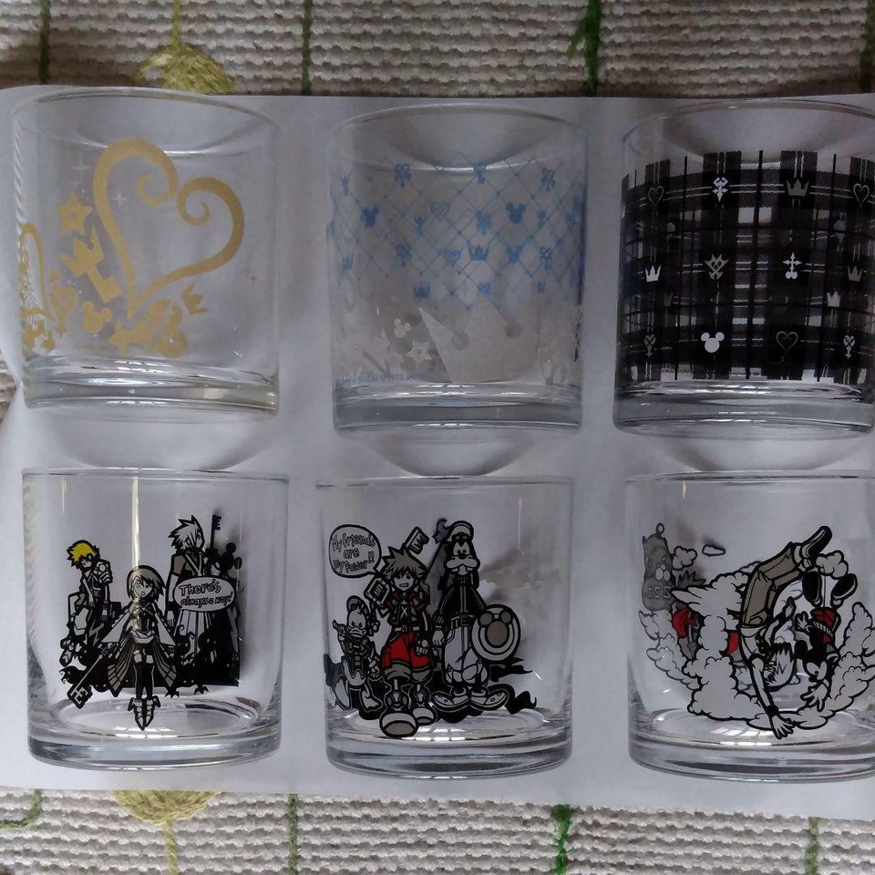 Kingdom Hearts Glass Cup Complete All 6 Set Original Disney Ichiban ...