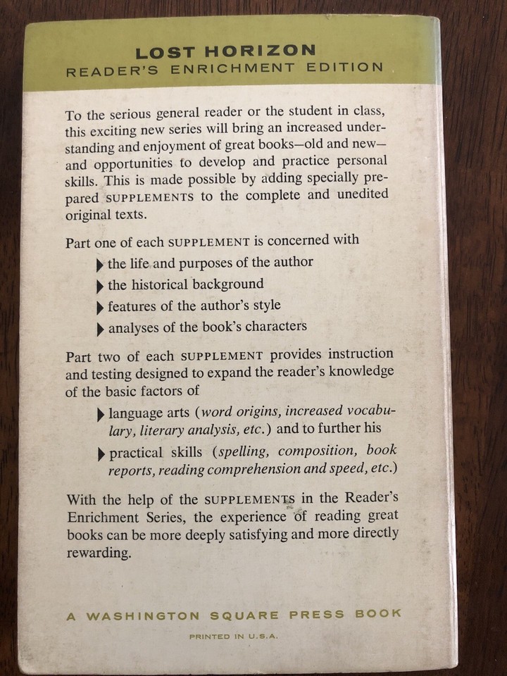 LOST HORIZON by James Hilton 1963 Pocket Book Good Cond. See Pics. | eBay